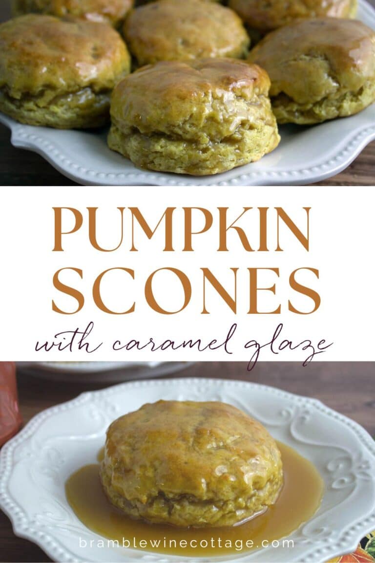 Pumpkin Scones with Caramel Glaze - Bramble Wine Cottage