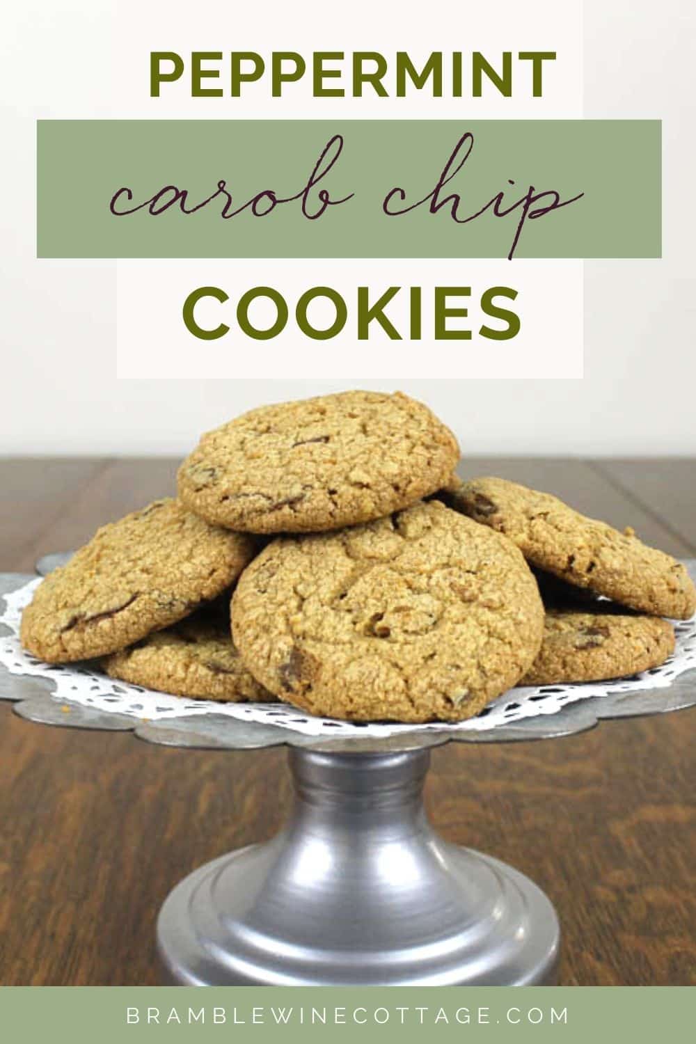 Peppermint Carob Chip Cookies with Pecans - Bramble Wine Cottage